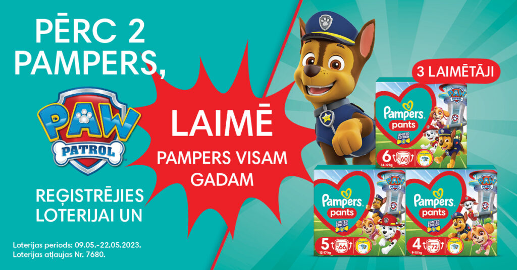 Pampers Paw Patrol loterija veikalos Maxima un Barbora – Loterijas.lv