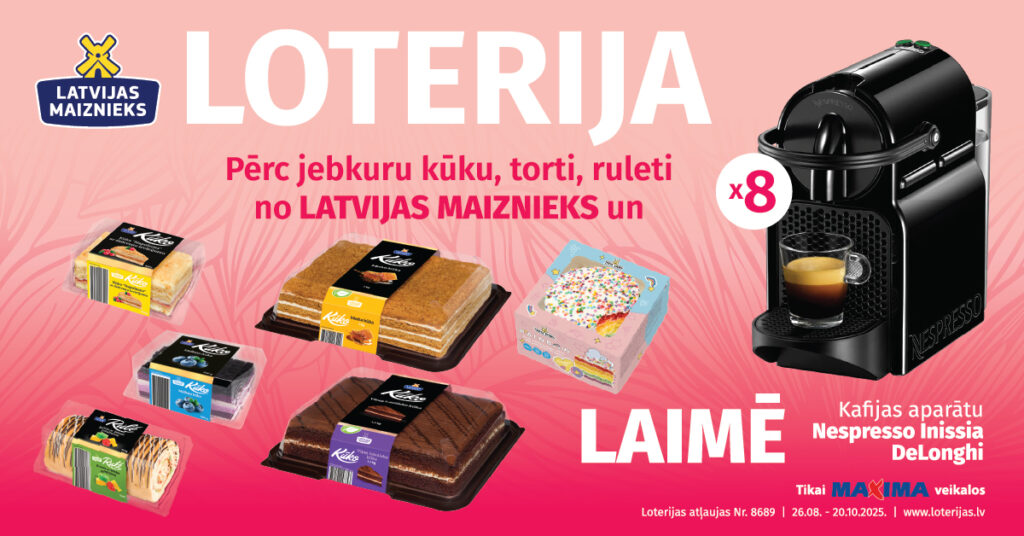 Kūkas, tortes, ruletes! loterija Maxima veikalos – Loterijas.lv